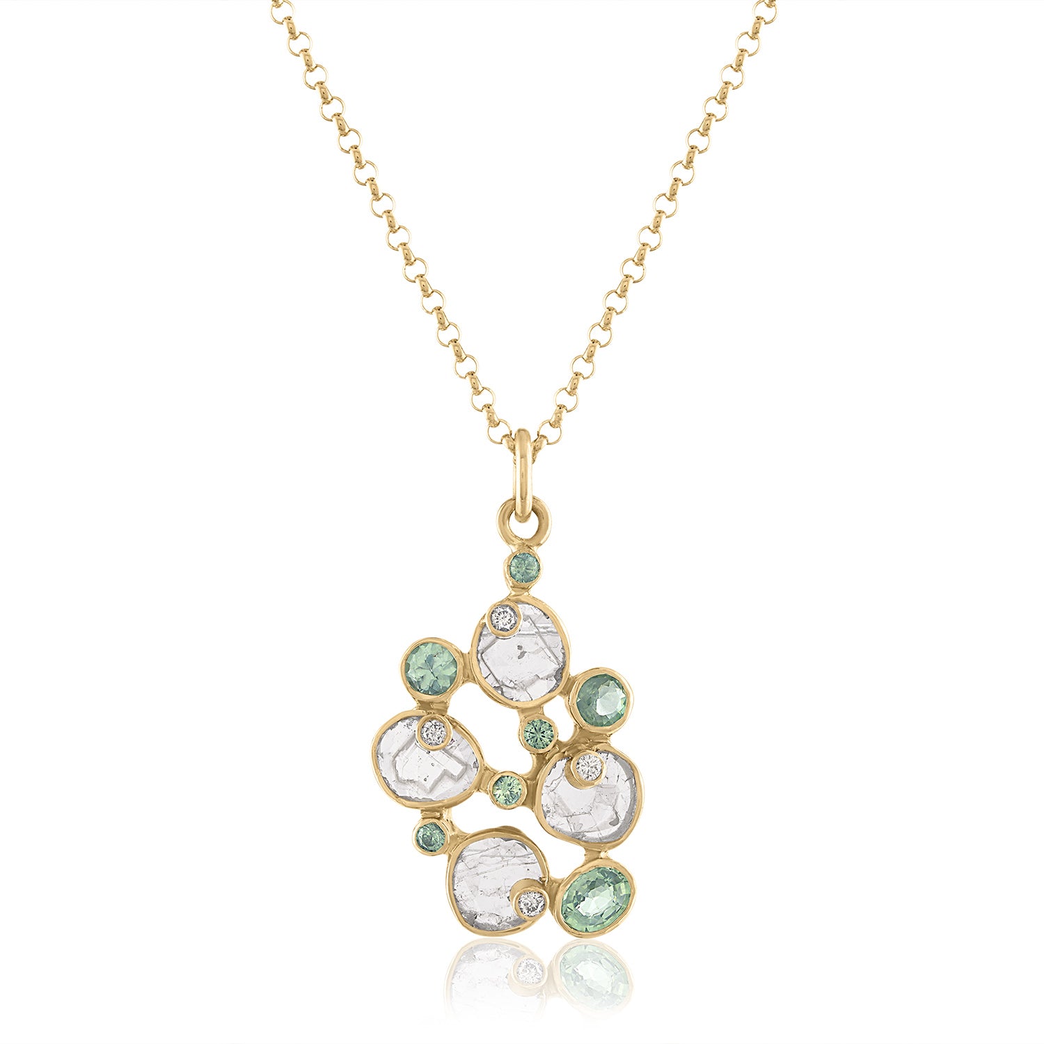 SITARA CLUSTER PENDANT WITH DIAMOND SLICES AND SAPPHIRES – Loriann Jewelry